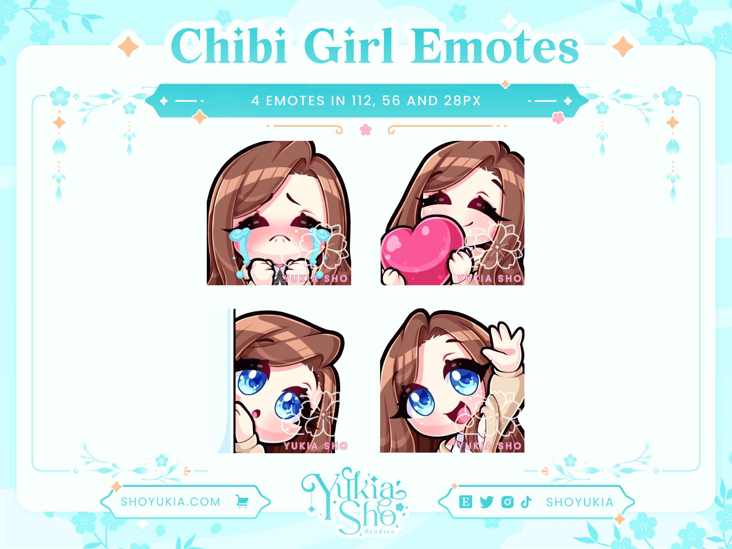 Brunette Hair Chibi Emotes (Set 1) – Yukia Sho Studios Ltd.