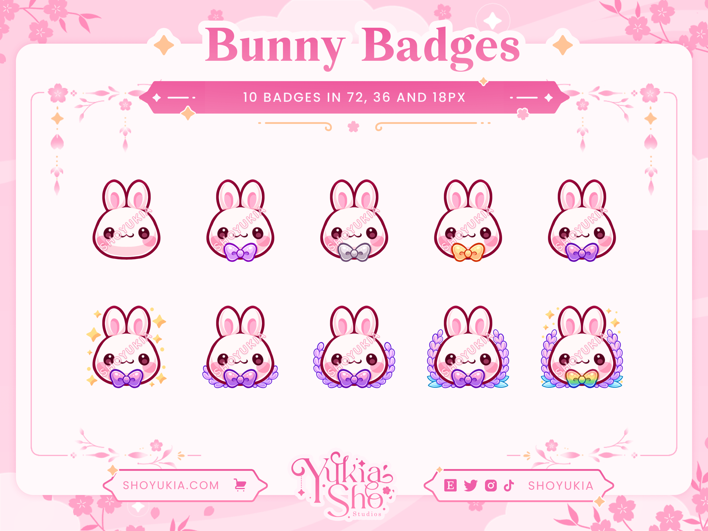 Floral Bunny Twitch Sub Badges – Yukia Sho Studios Ltd.