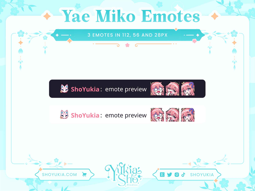 Genshin Impact Yae Miko Twitch Emotes – Yukia Sho Studios Ltd.