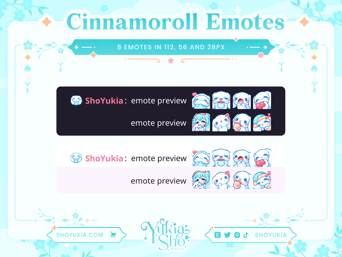 Kawaii Cinna Roll Twitch Stream Emotes – Yukia Sho Studios Ltd.
