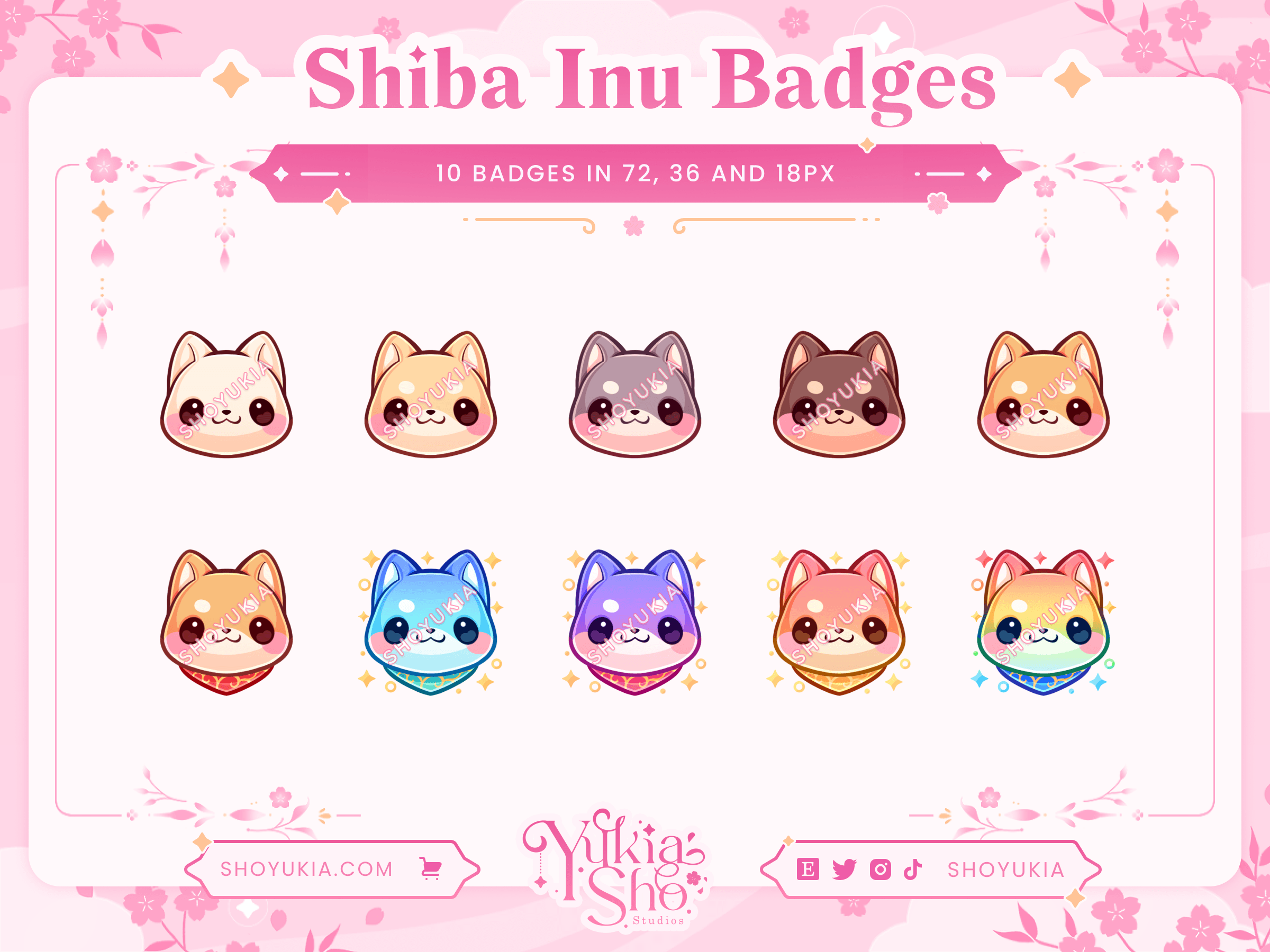 Kawaii Shiba Inu Twitch Sub Badges – Yukia Sho Studios Ltd.
