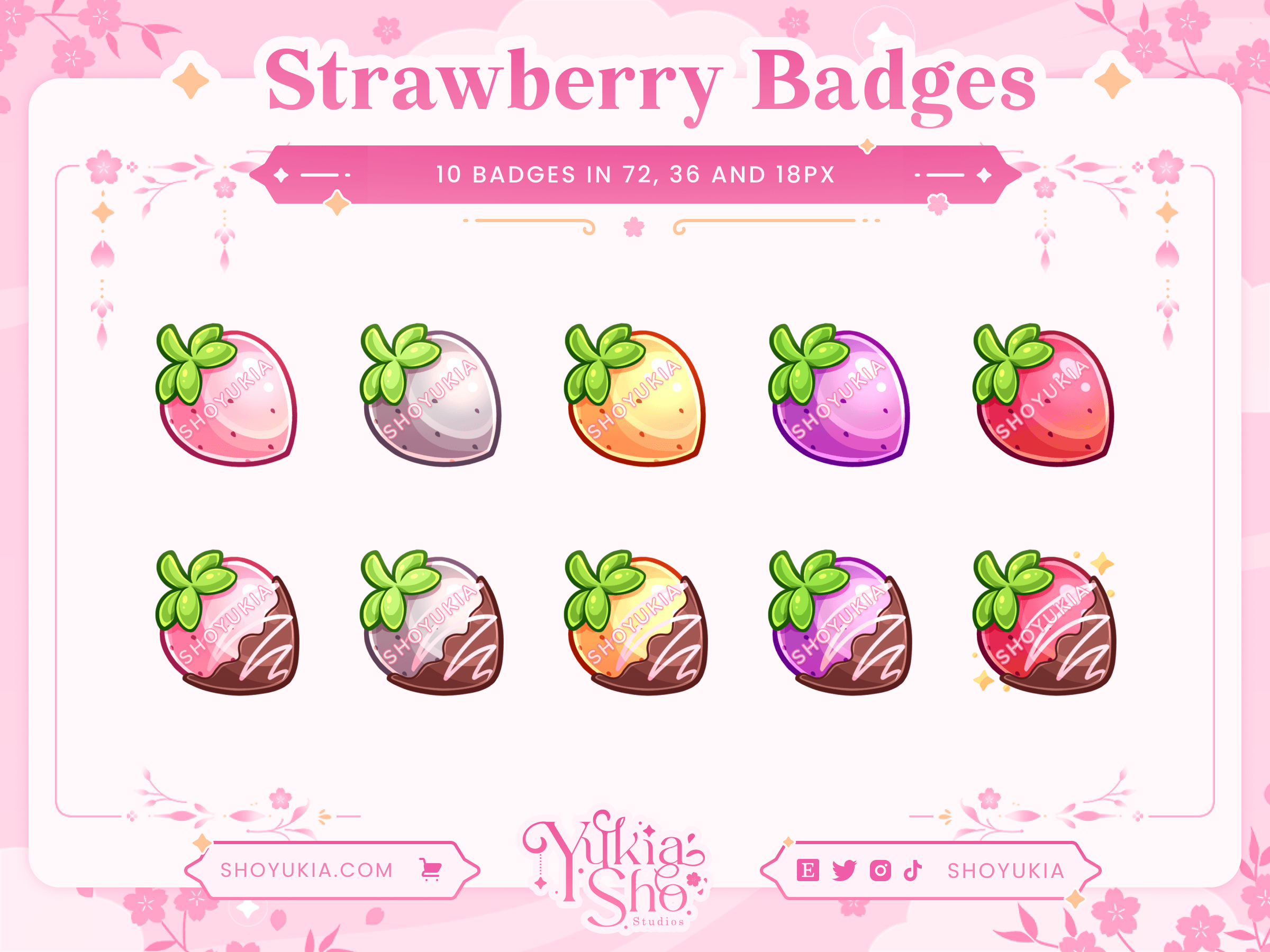 Strawberry Sub Badges – Yukia Sho Studios Ltd.